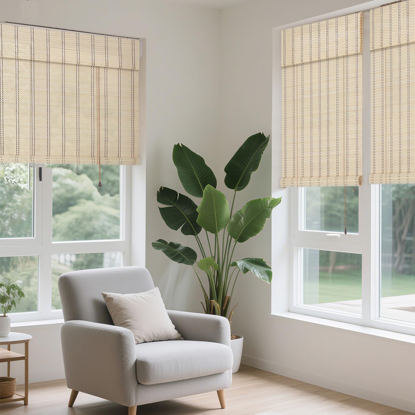 FoundGo 51" W x 72" H Roman Blinds Sun Shade,Retro Light Filtering ...