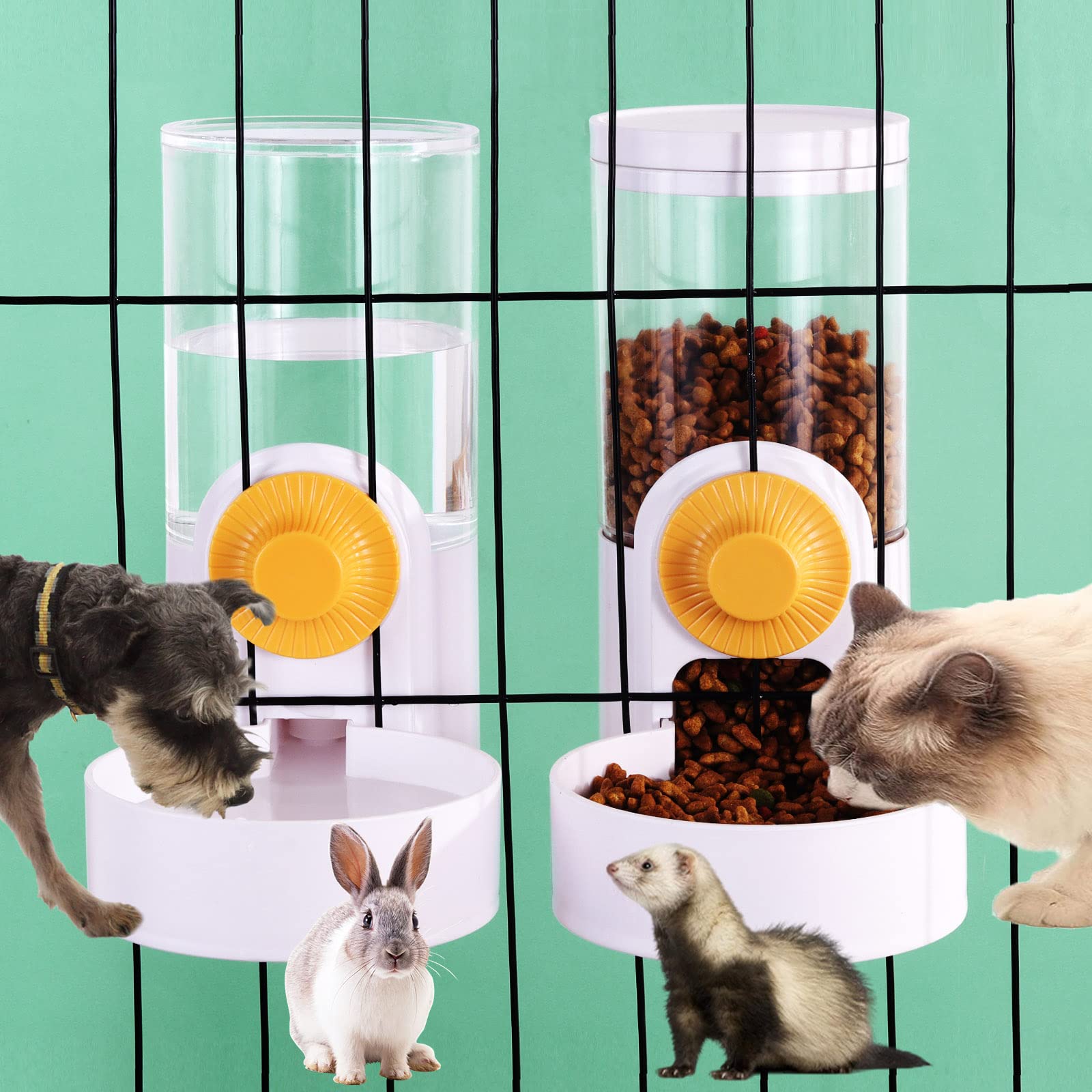 Lemtrflo Hanging Automatic Food Water Dispenser,Gravity Rabbit Feeder ...