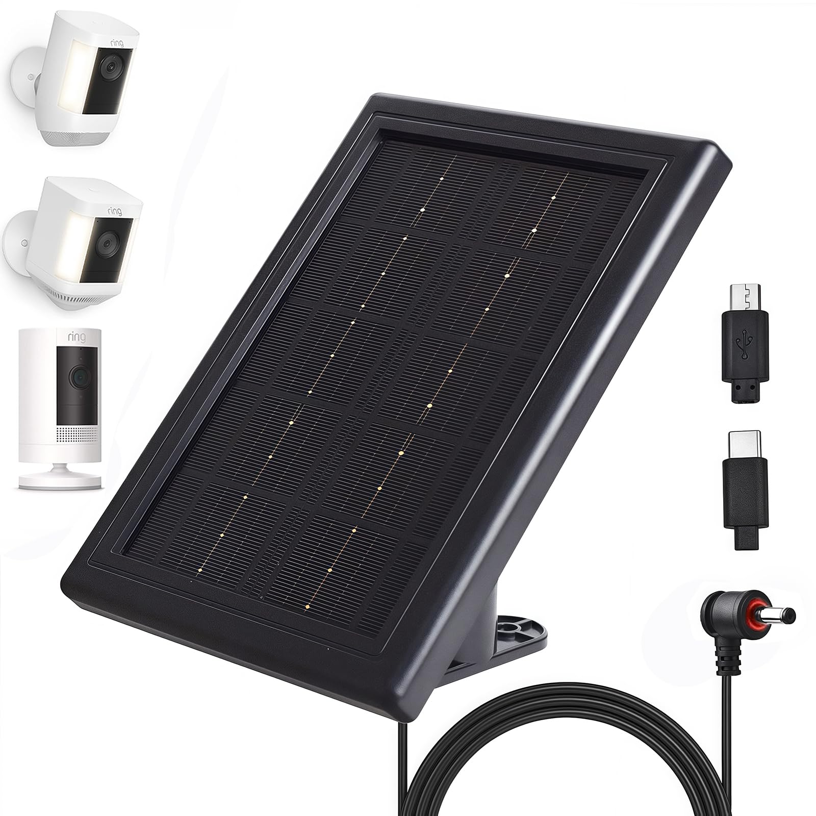 Solar Panel Charger for Ring Cameras, 5V Solar Charger, Compatible with ...