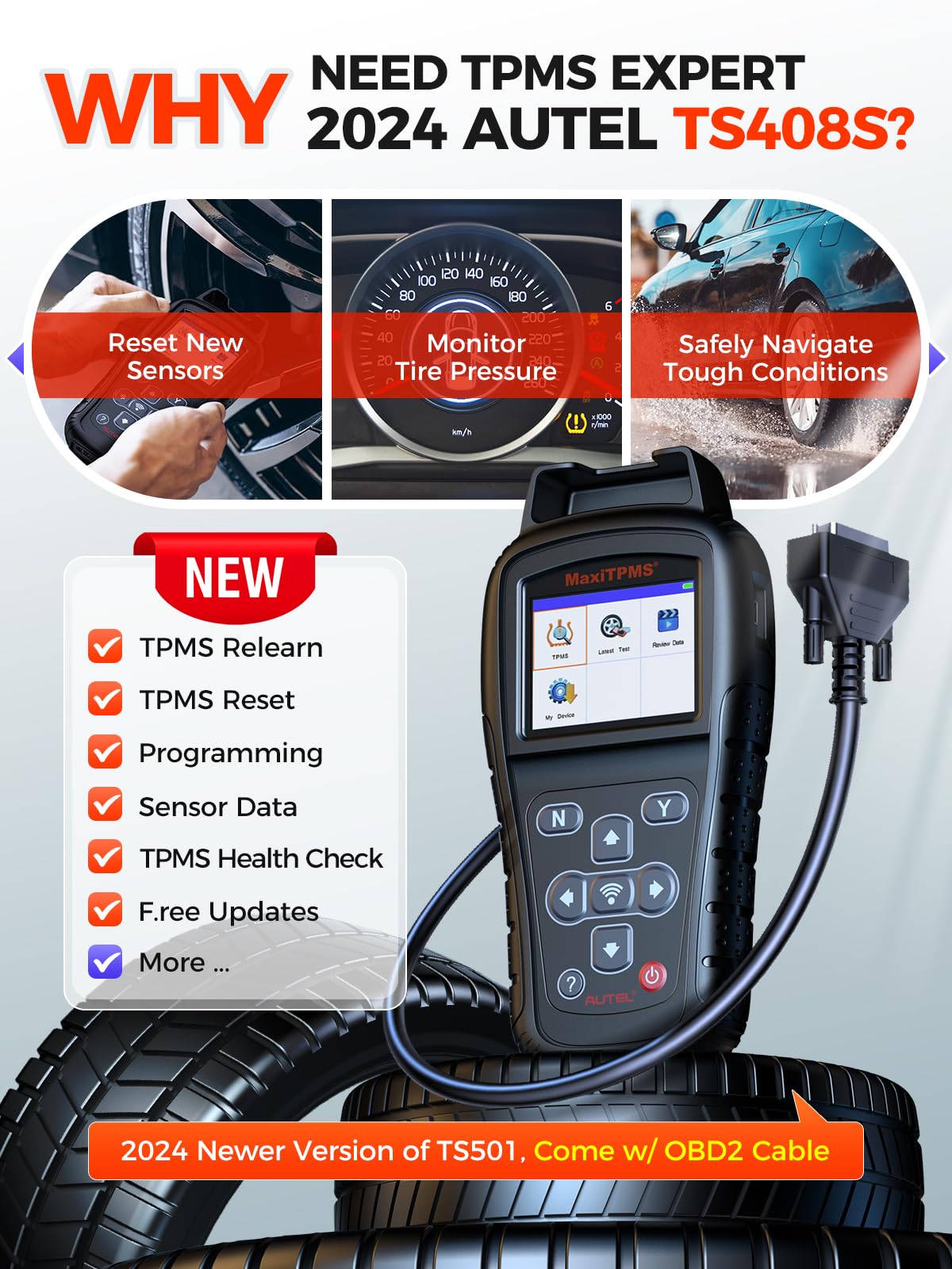 Mua Autel MaxiTPMS TS408S, 2024 TPMS Relearn Tool Updated of TS401 TS408, OBD II Programming ...