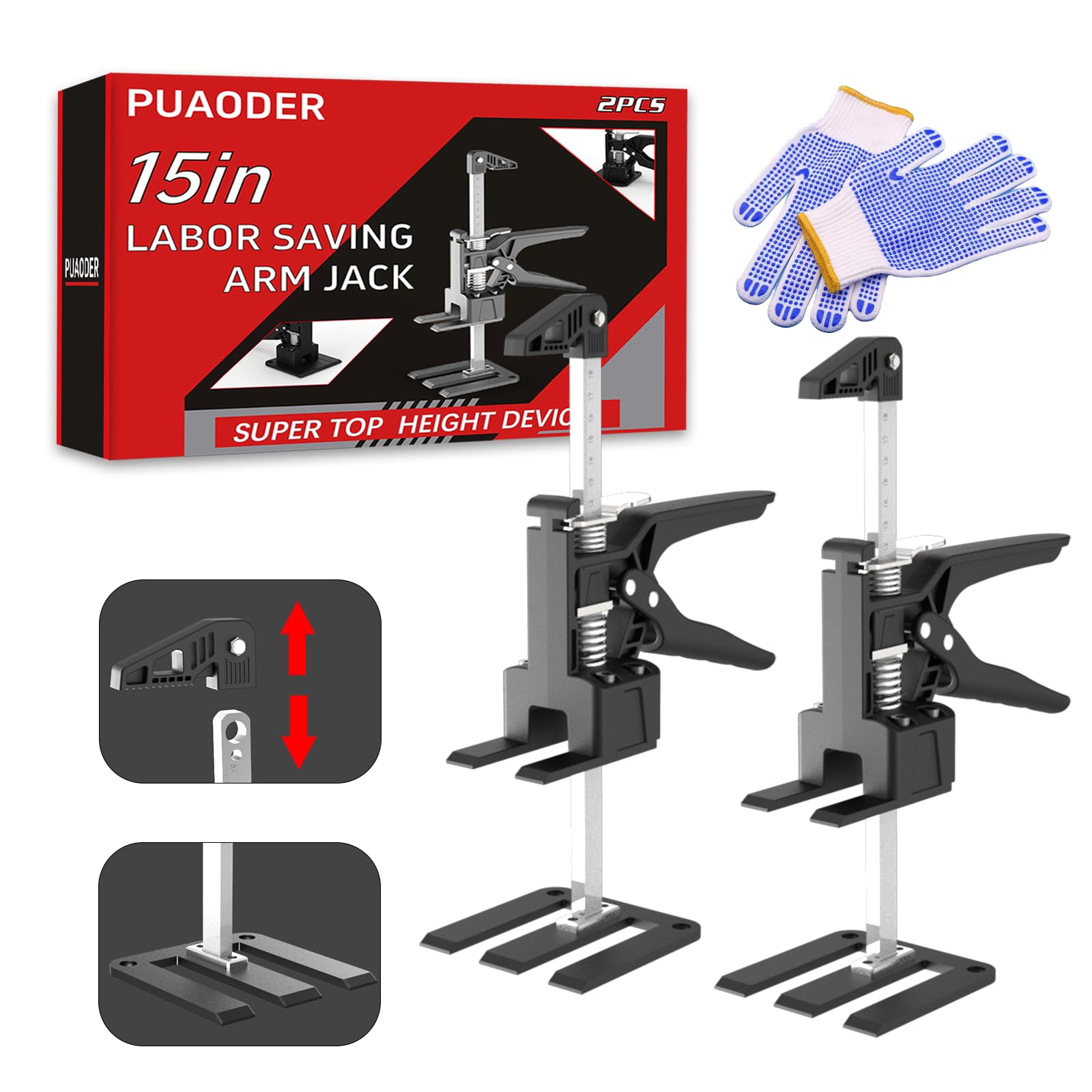 Labor Saving Arm Jack 2 Pack Stainless Steel 15.5 Inch Furniture Jack ...