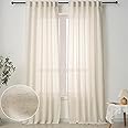 Amazon.com: Ftinala Faux Linen Curtains 84 Inch Length 2 Panels Set Neutral Sheer Curtains Long ...