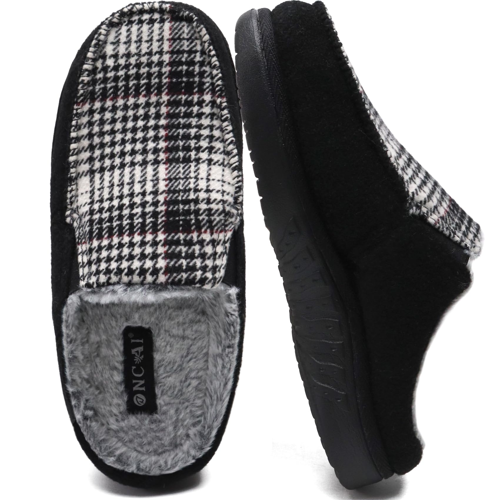 ONCAI House Slippers for Men with Arch Support,Wool and Cotton-Blend ...