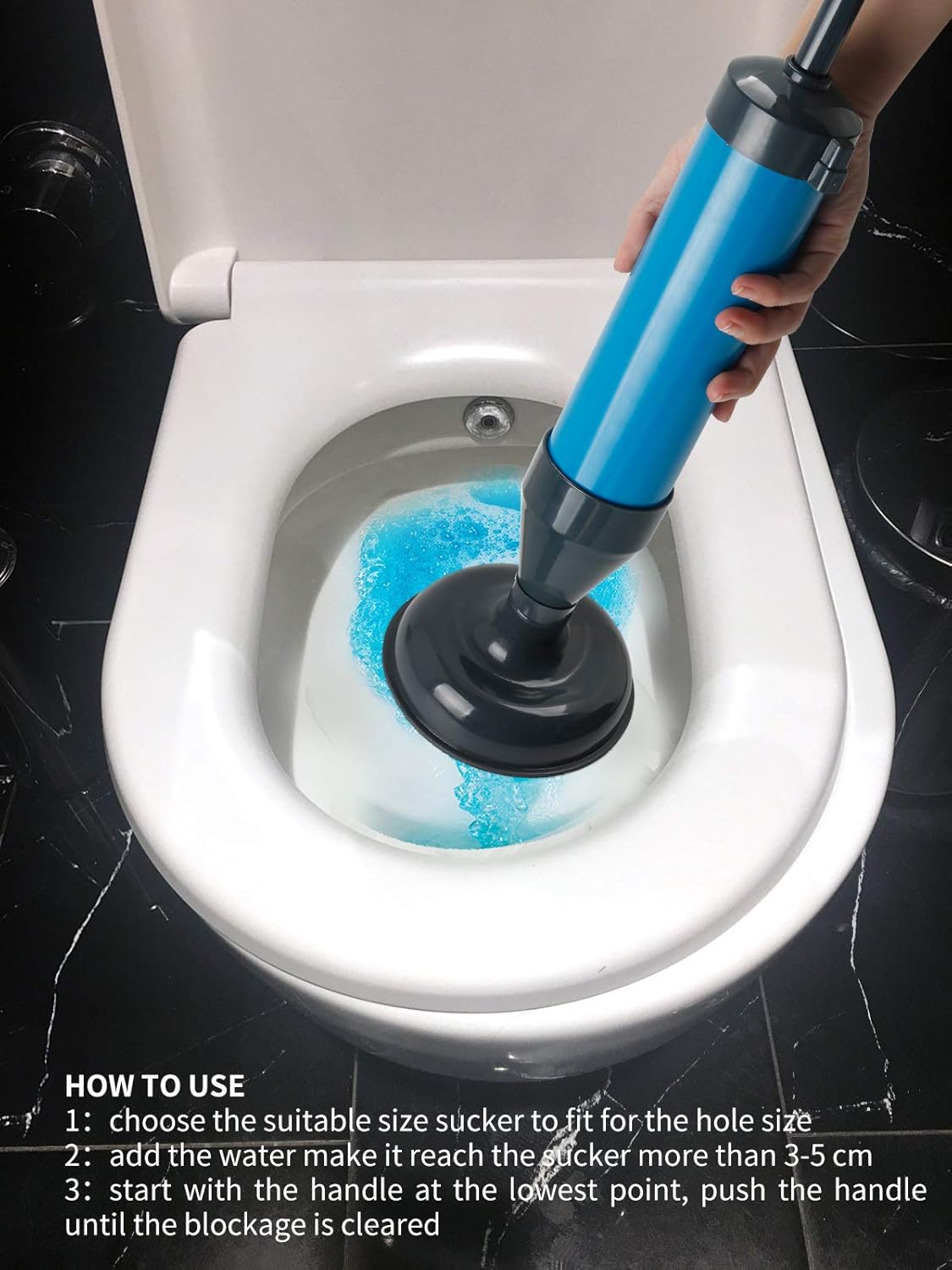 WGH Air Pump Cleaner with Two Head Suction Cups for The Toilet, Sink ...