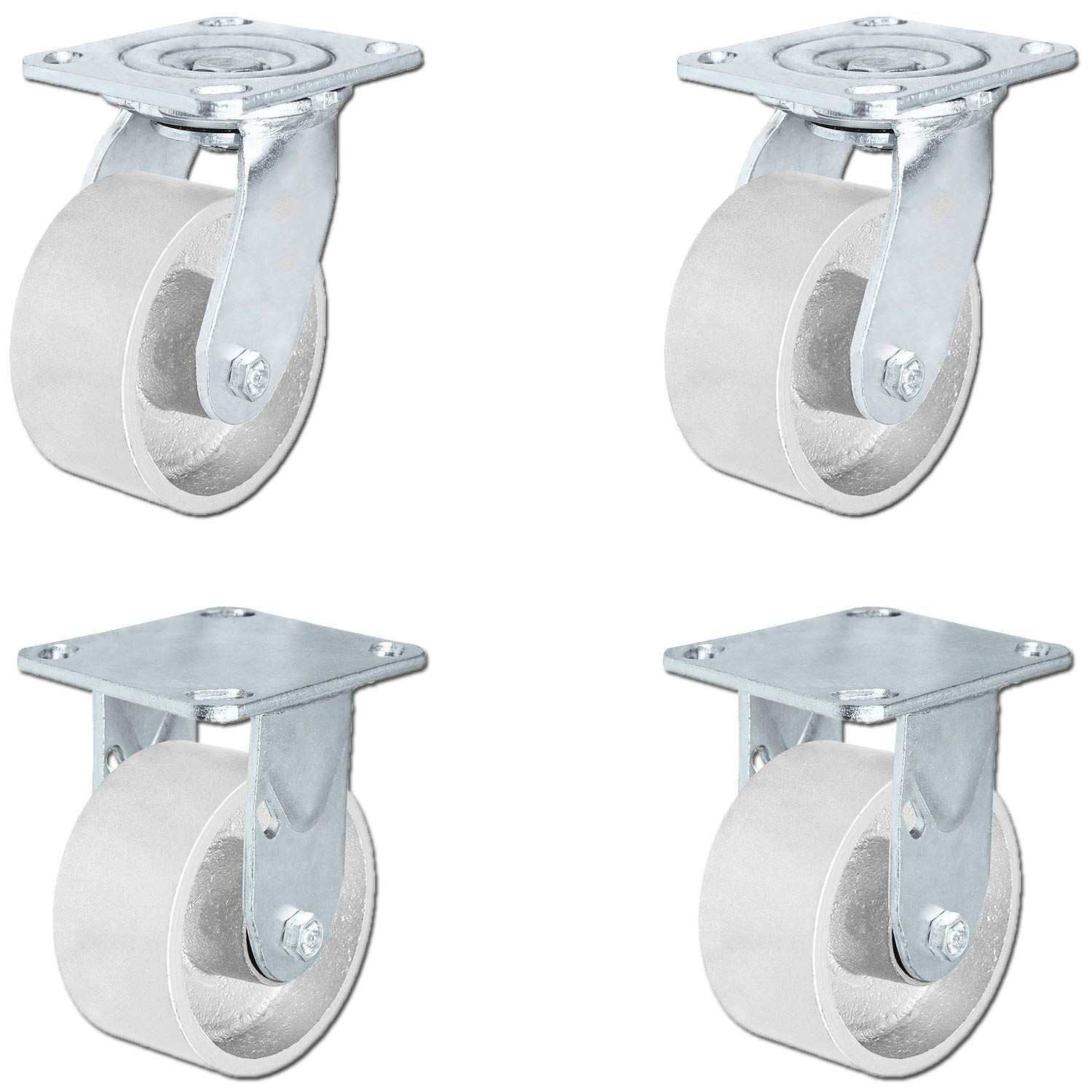 CasterHQ - 5" x 2" Steel Wheel Casters | Set of 4 Casters 2 Swivel and ...
