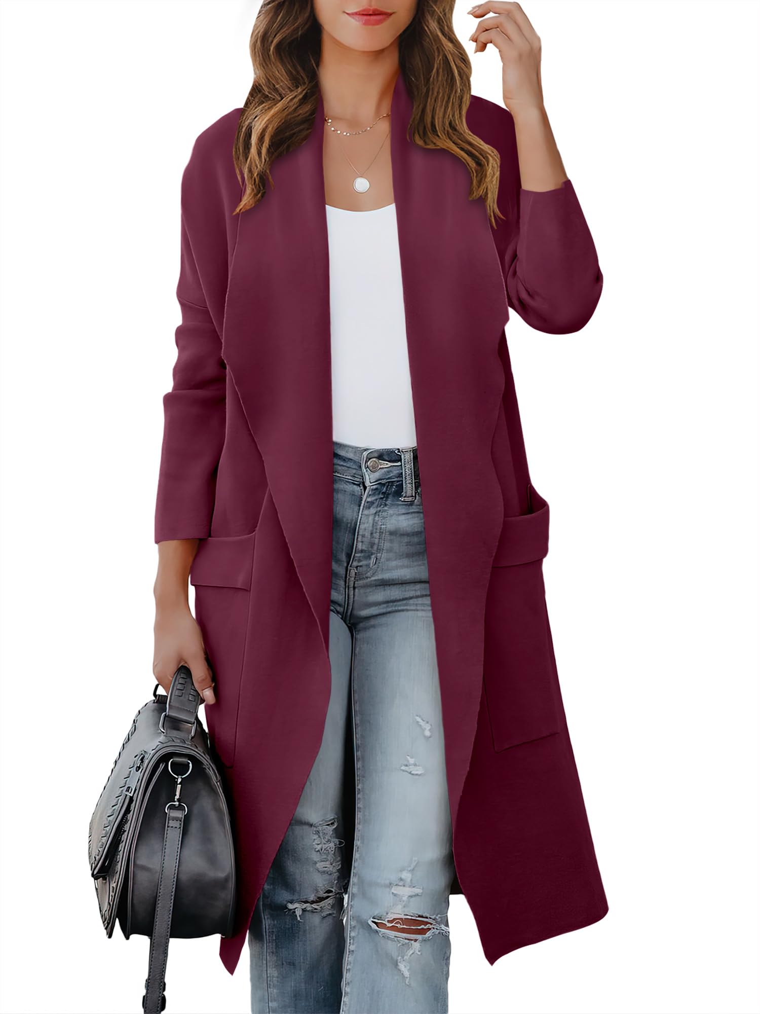 ANRABESS Women's Long Cardigan Sweater 2024 Fall Fashion Casual ...
