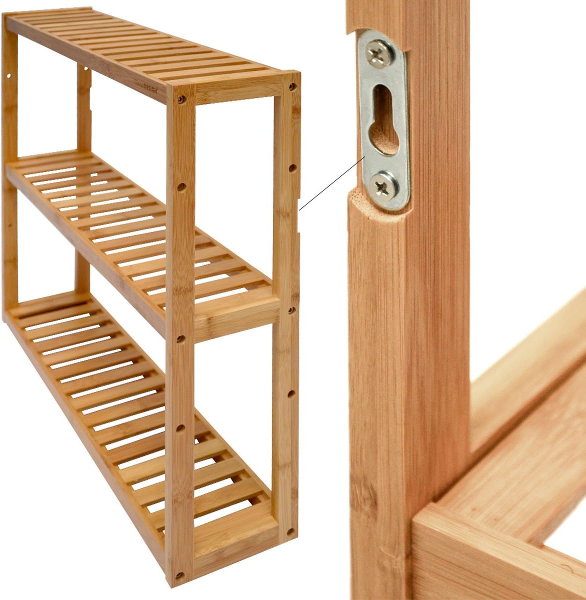 DuneDesign wooden Shelf to fix against the wall 54x60x15cm set of 3 ...
