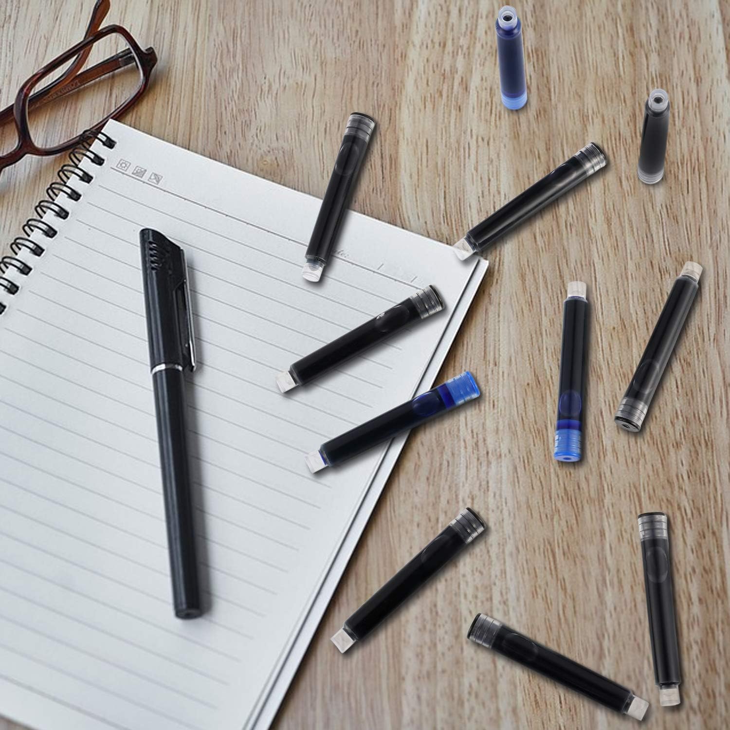 100 Pieces Blue Black Pen Ink Cartridge Fountain Pen Cartridges ...