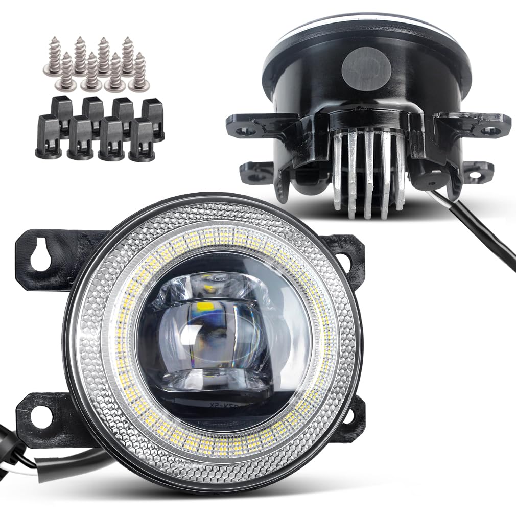 Cawanerl Upgrade Angel Eye LED Lens Fog Light Replacement for Jeep 15 ...