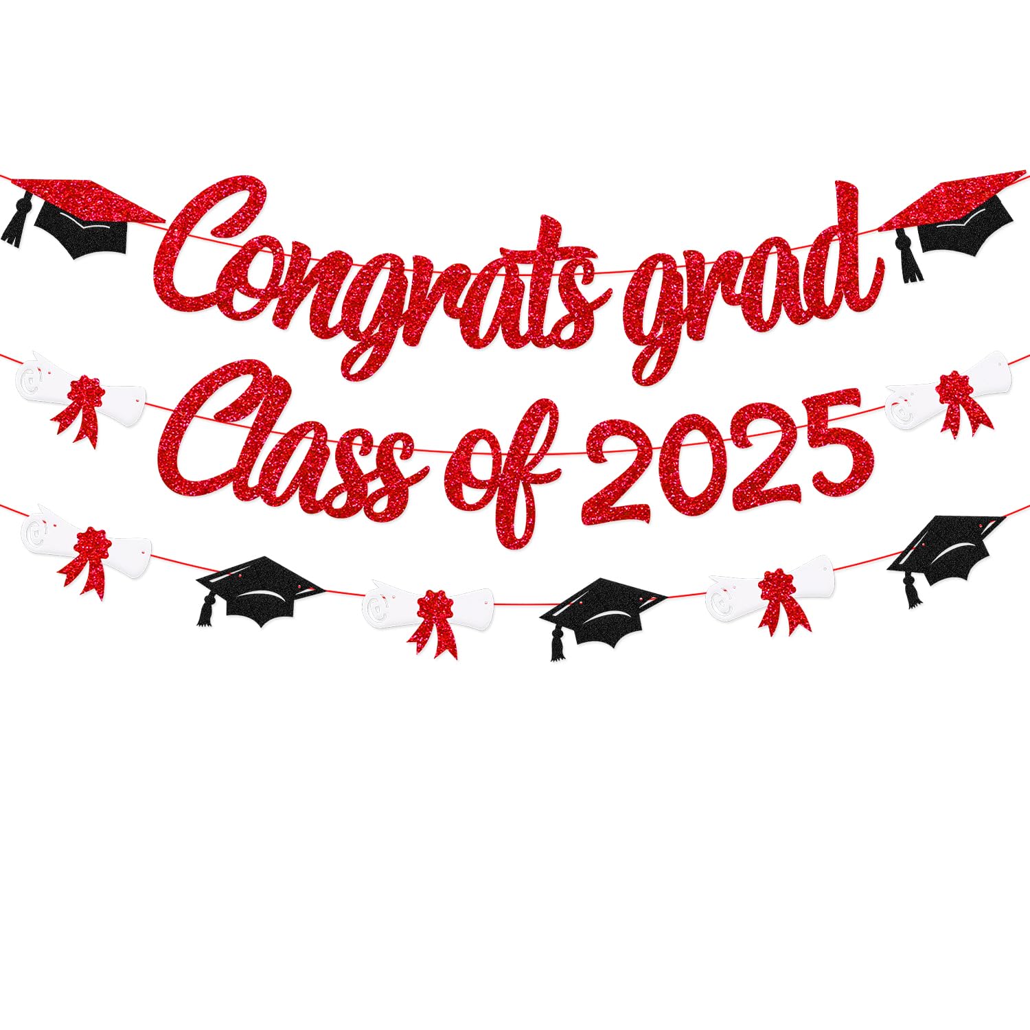 Congrats Grad Class of 2025 Banner Graduation Cap Diploma Theme Party ...
