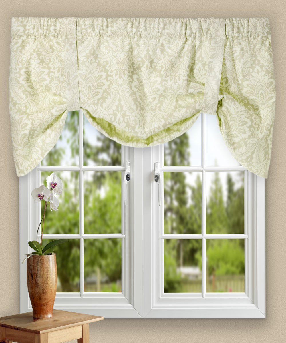 Valances Ellis Curtain Riviera Large Scale Leaf and Vine Lined Duchess ...