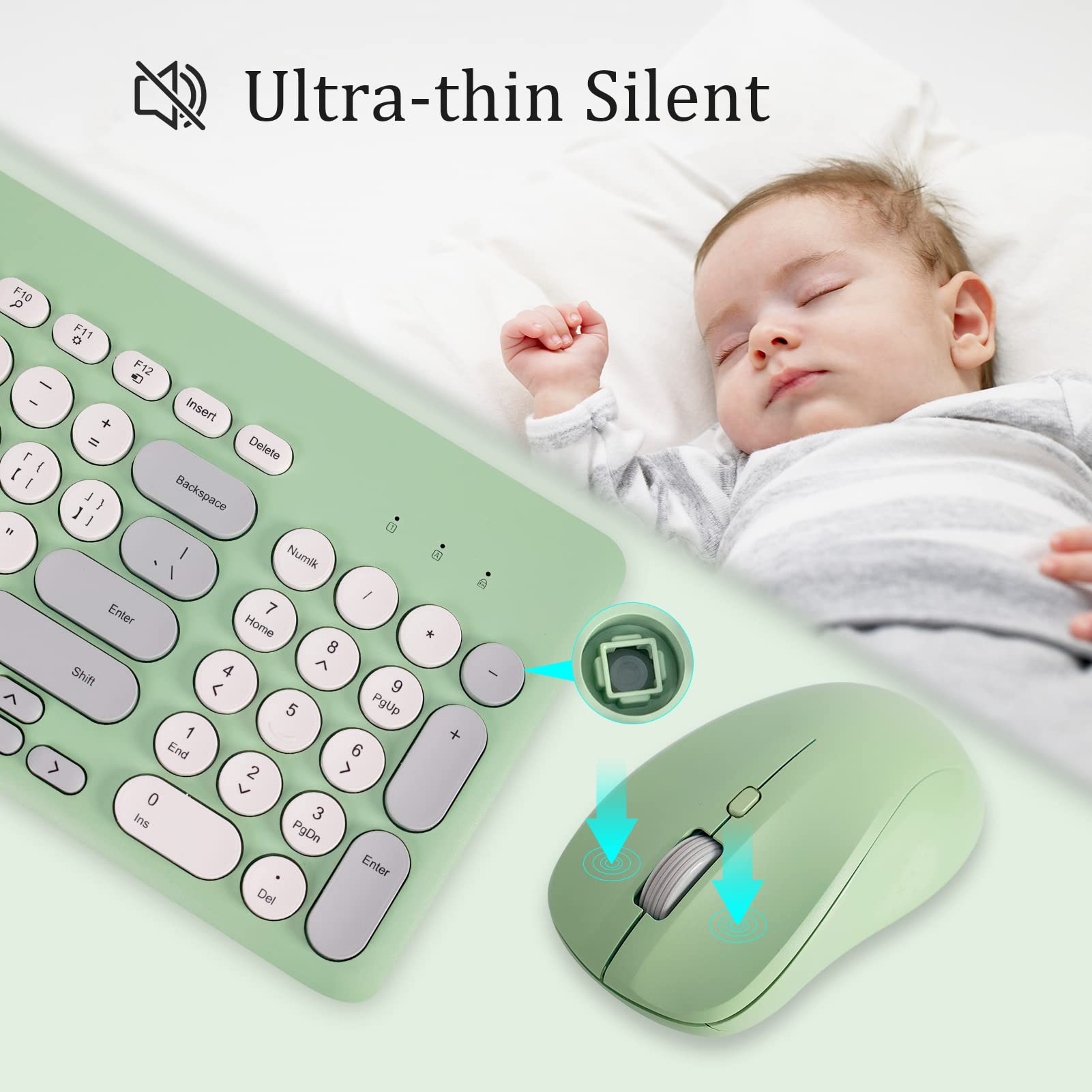 Mua Arcwares Wireless Keyboard and Mouse Combo, Sweet Green Cute ...