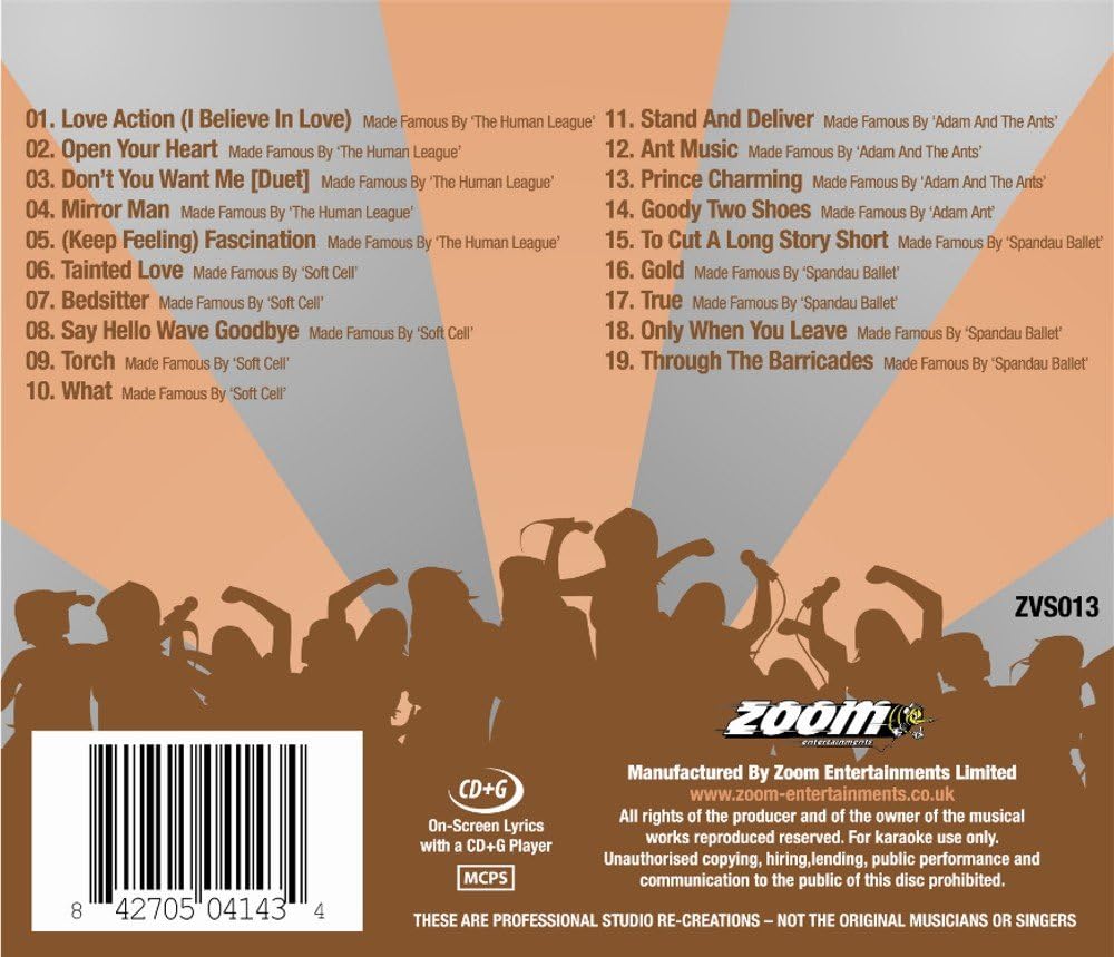 Zoom Karaoke CD+G – New Romantics – Vocal Stars Karaoke Series ZVS013 ...
