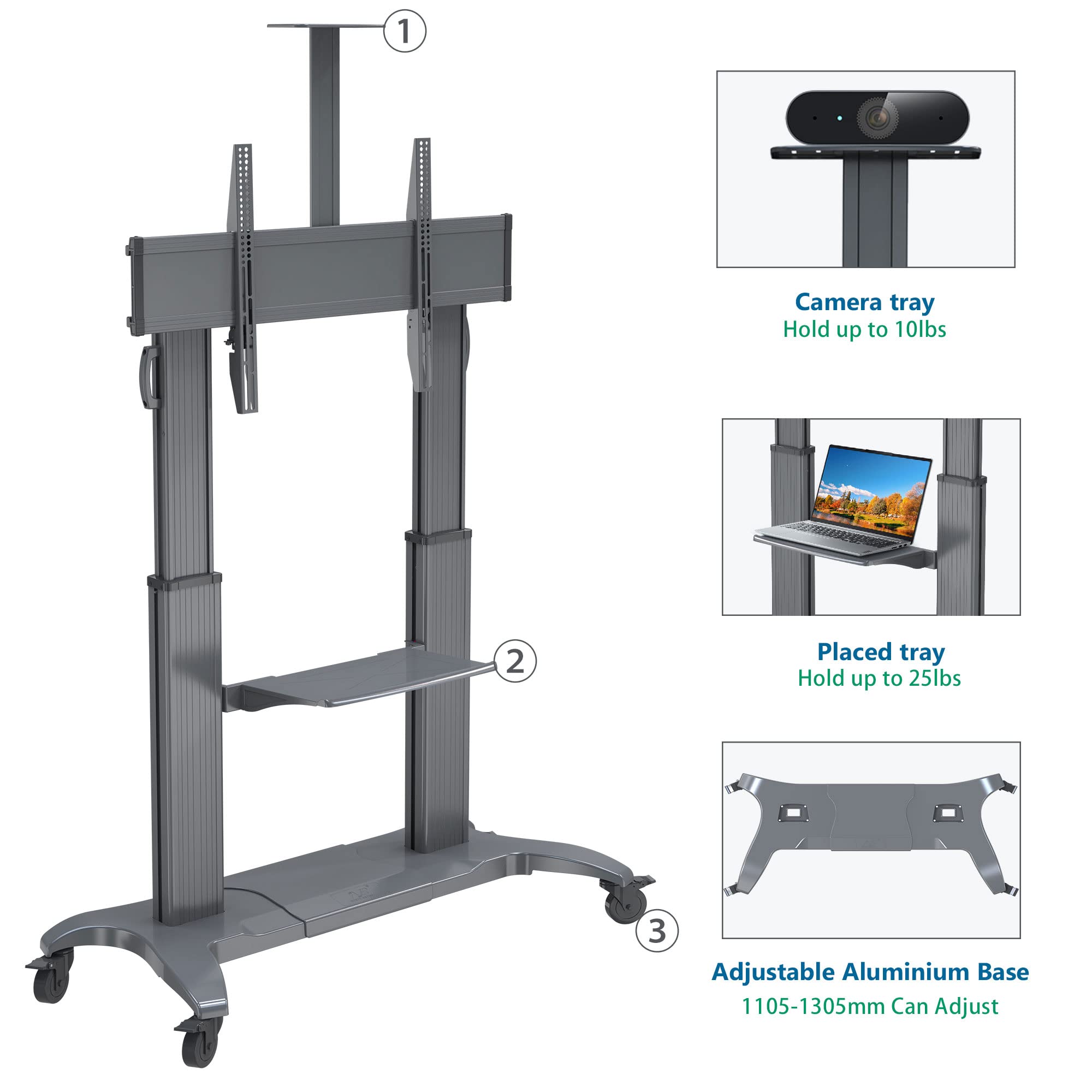 Mua NB North Bayou Mobile TV Cart Heavy Duty TV Stand with Wheels for ...