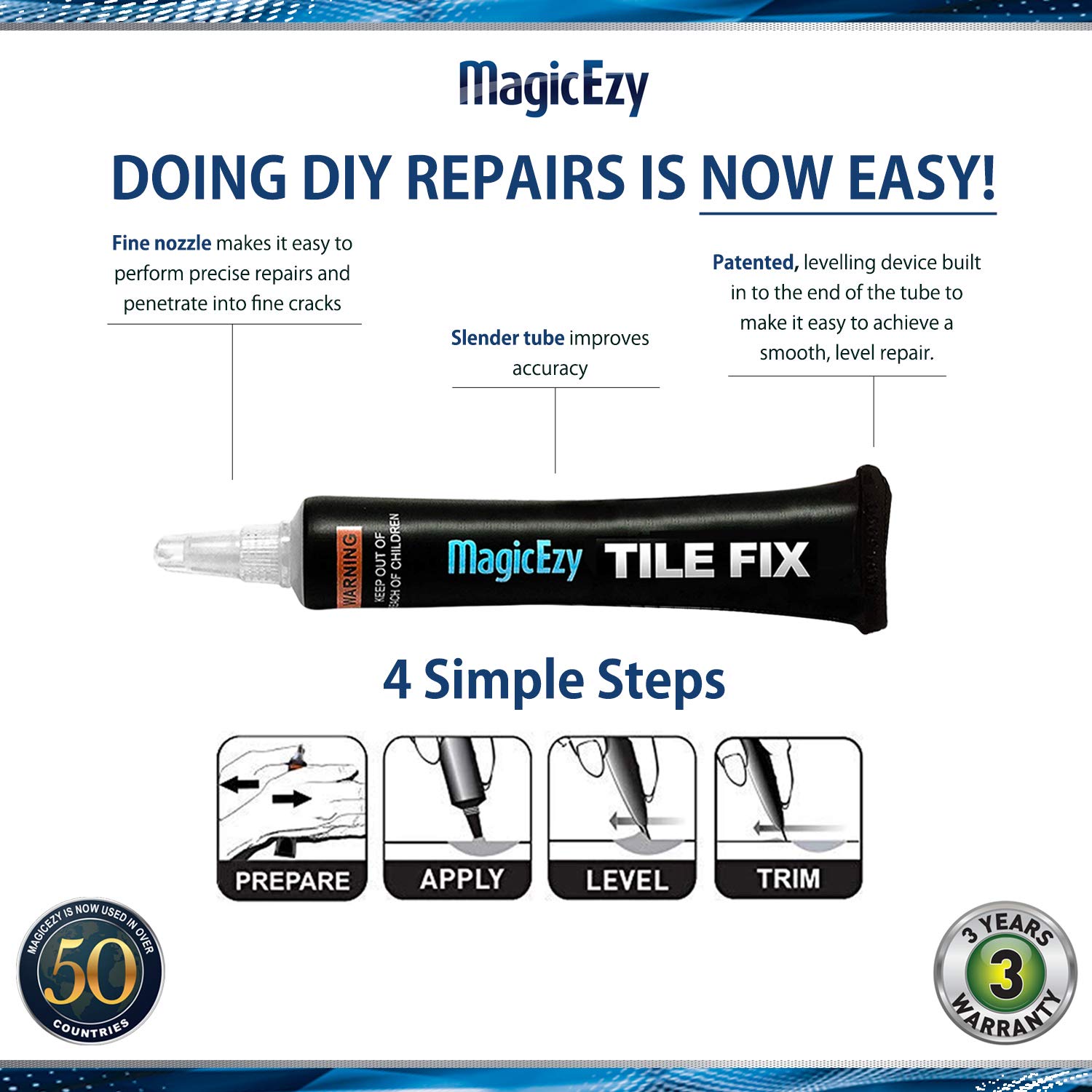 MagicEzy Tile Fix – (Gold) – Professionally and Easily Touch-Up Cracks ...