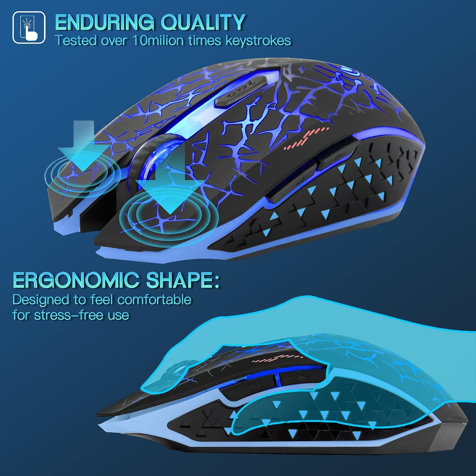 VEGCOO C12 Wireless Gaming Mouse,Rechargeable Mice Silent Click ...