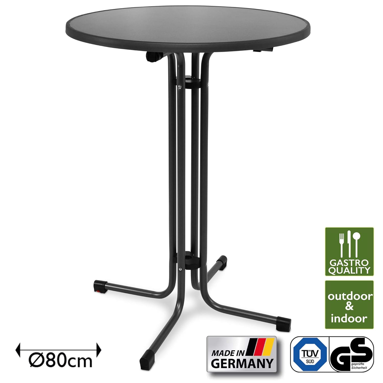 Beautissu Sylt Foldable Round Aluminium Bistro Table Ø 80 cm - Grey ...
