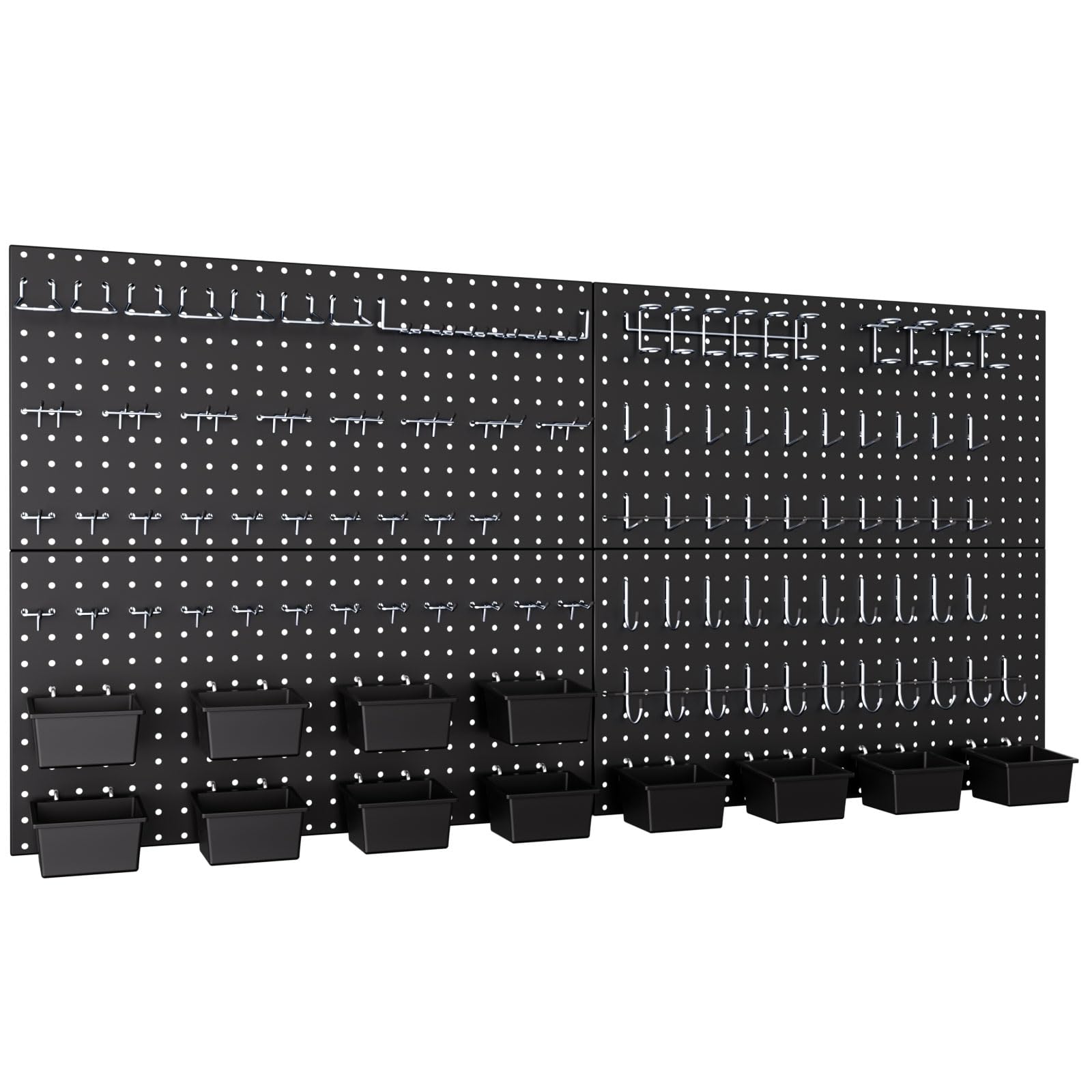 INCLY 158PCS Metal Pegboard Wall Organizer, 48x24 Inch Black Pegboard ...