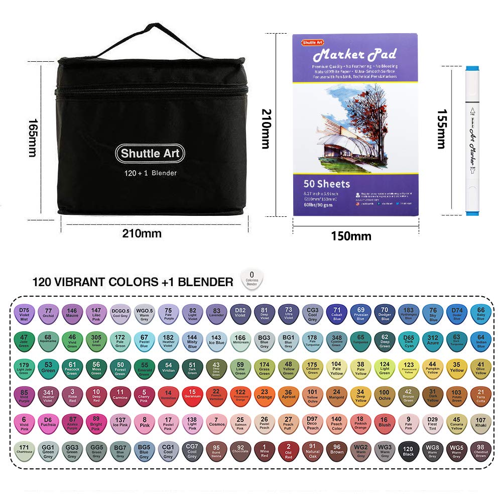 Mua 121 Colors Dual Tip Alcohol Based Art Markers,120 Colors plus 1 ...