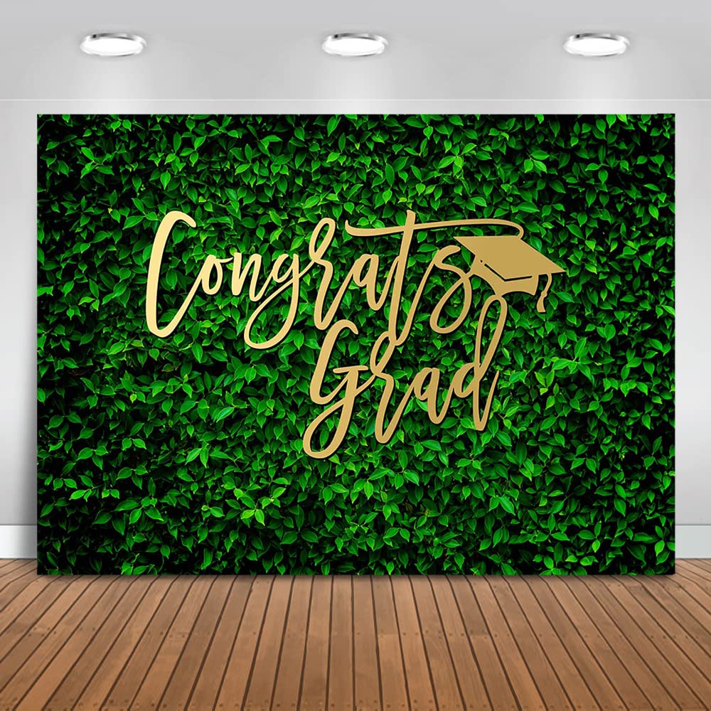 Mocsicka Green Leaves Graduation Party Backdrop Congrats Grad 2025 ...