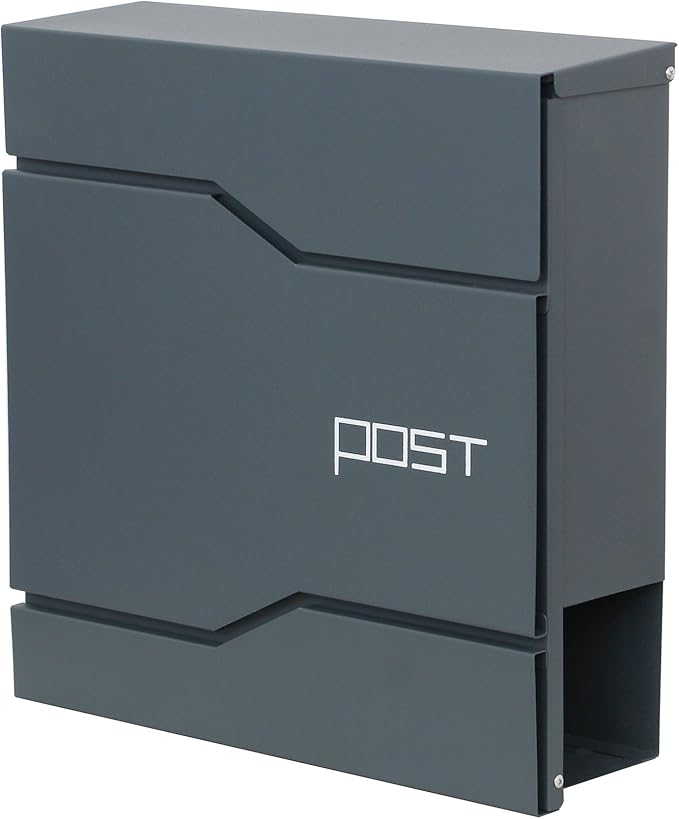 LZQ – Modern Designer Wall-Mount Letterbox Brushed Stainless Steel Mail ...