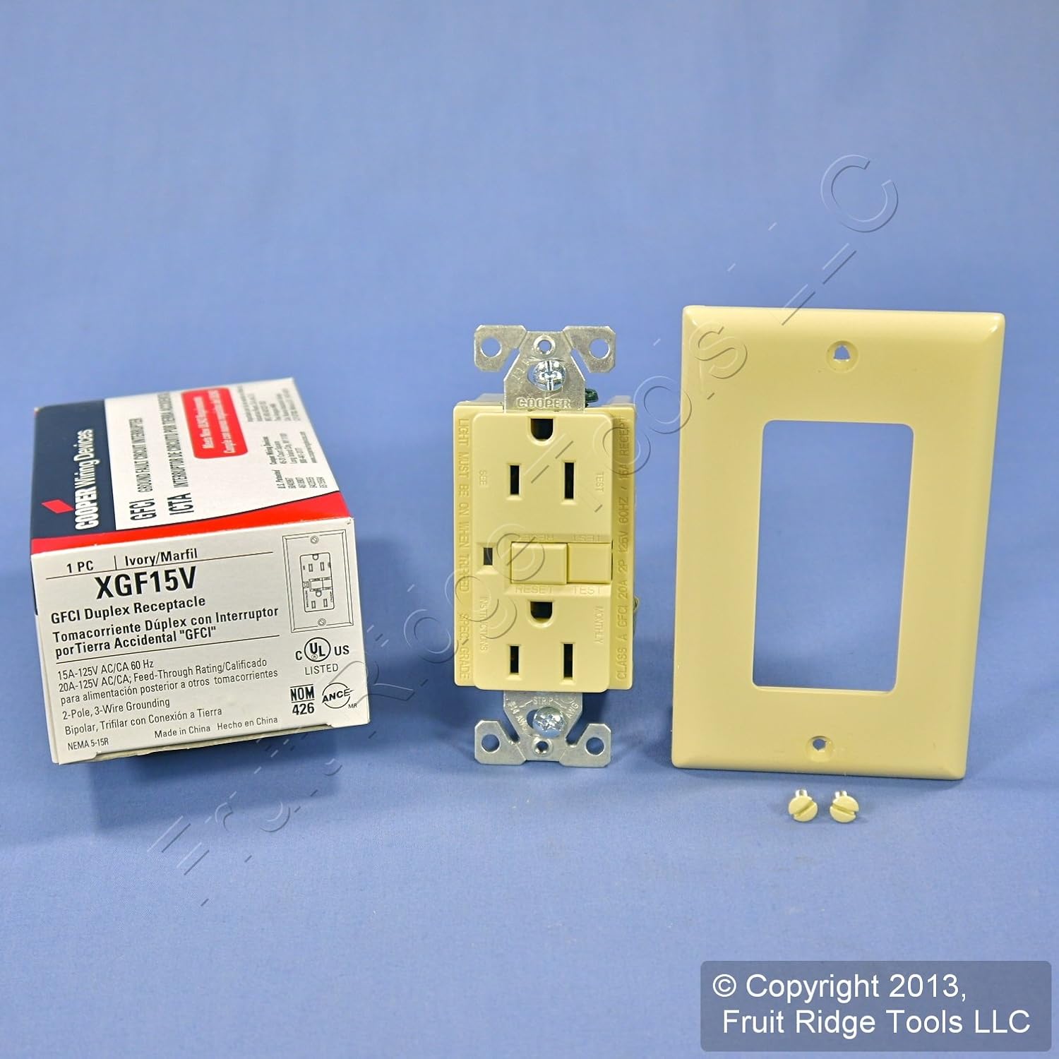 Cooper XGF15V Electrical Outlet, 15A 125V GFCI Receptacle w/Standard ...