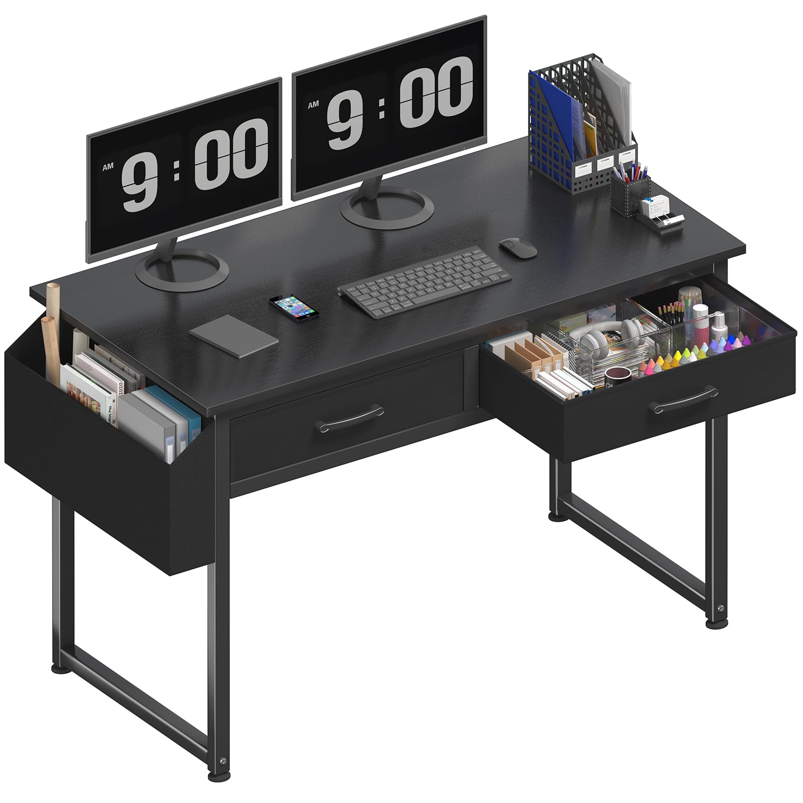 DLisiting Computer Desk with Fabric Drawers for Home Office Bedroom, 40 ...