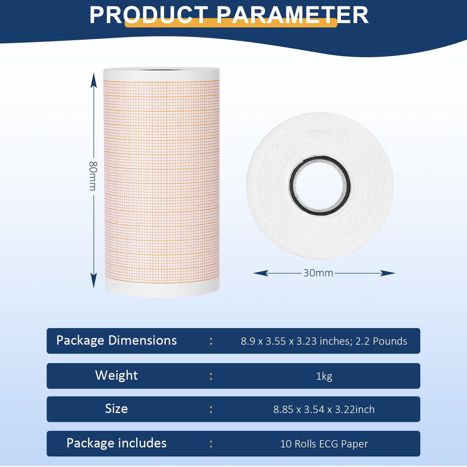 Healthible ECG Paper Roll - 10 Rolls EKG Paper,ECG Paper 80mmx20m ...