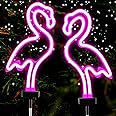 Hortsun Flamingo Solar Lights Outdoor Neon Light Yard Pink Flamingo ...