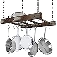 Amazon.com: J JACKCUBE DESIGN Rustic Wood Pot Pan Rack Ceiling Mounted ...