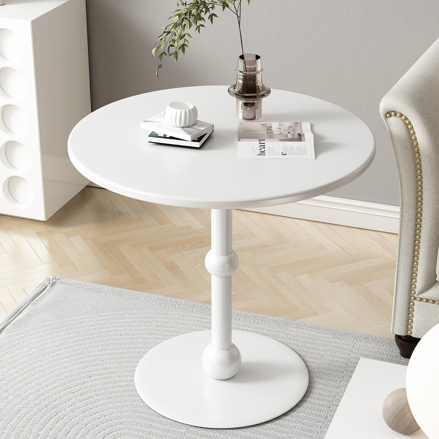 Modern White Round Table, White Round Dining Table & Kitchen Table, Mid ...