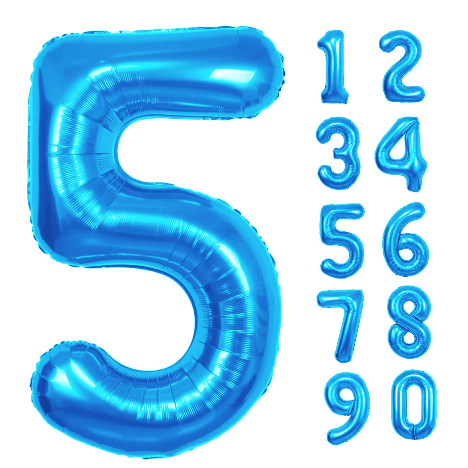 40 inch Light Blue Number 5 Balloon, Giant Large 5 Foil Balloon for ...