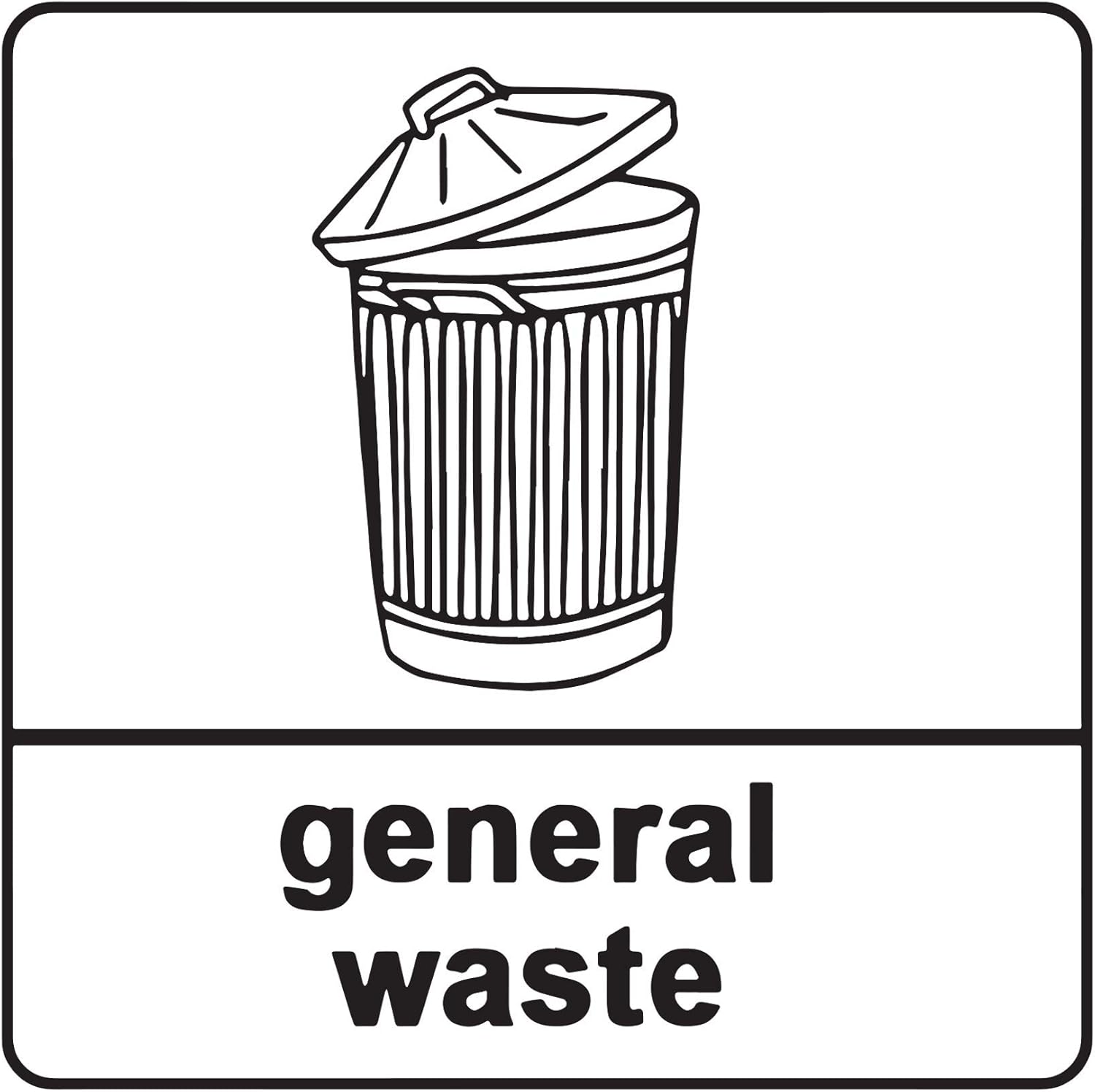 2 x General Waste - Info Recycling Sign Removable Self Adhesive ...