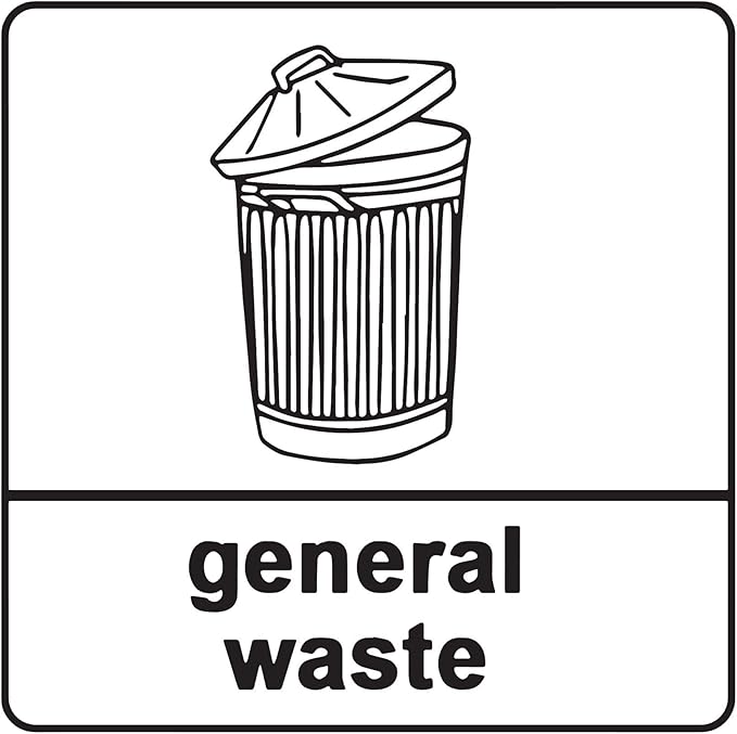 2 x General Waste - Info Recycling Sign Removable Self Adhesive ...