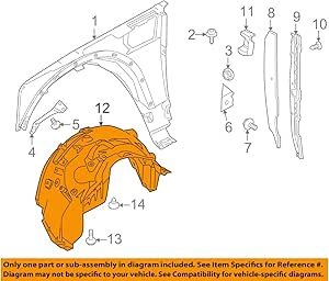 Amazon.com: Land Rover Genuine Front Wheelarch Fender Liner RH LR015162 ...