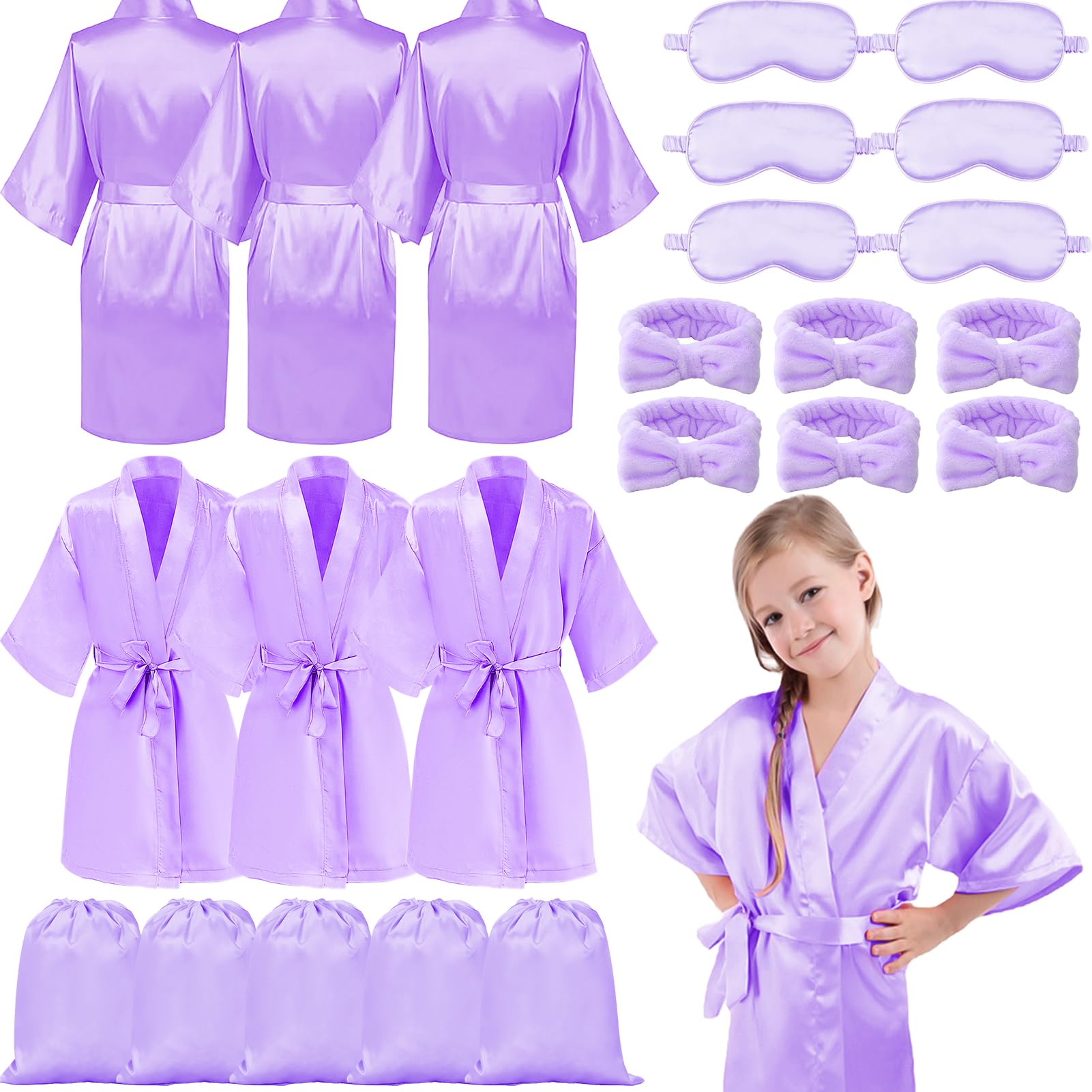 KELENO 24 Spa Party Supplies for Girls Birthday Spa Satin Robe ...