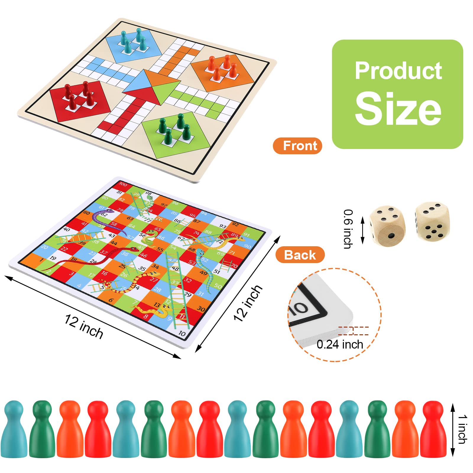 Mua 2 in 1 Snakes and Ladders, Ludo Game Set, 12 x 12 Inch Ludo Board ...