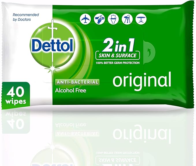 Dettol Original Antibacterial Skin and Surface Wipes 40 Count: Buy ...