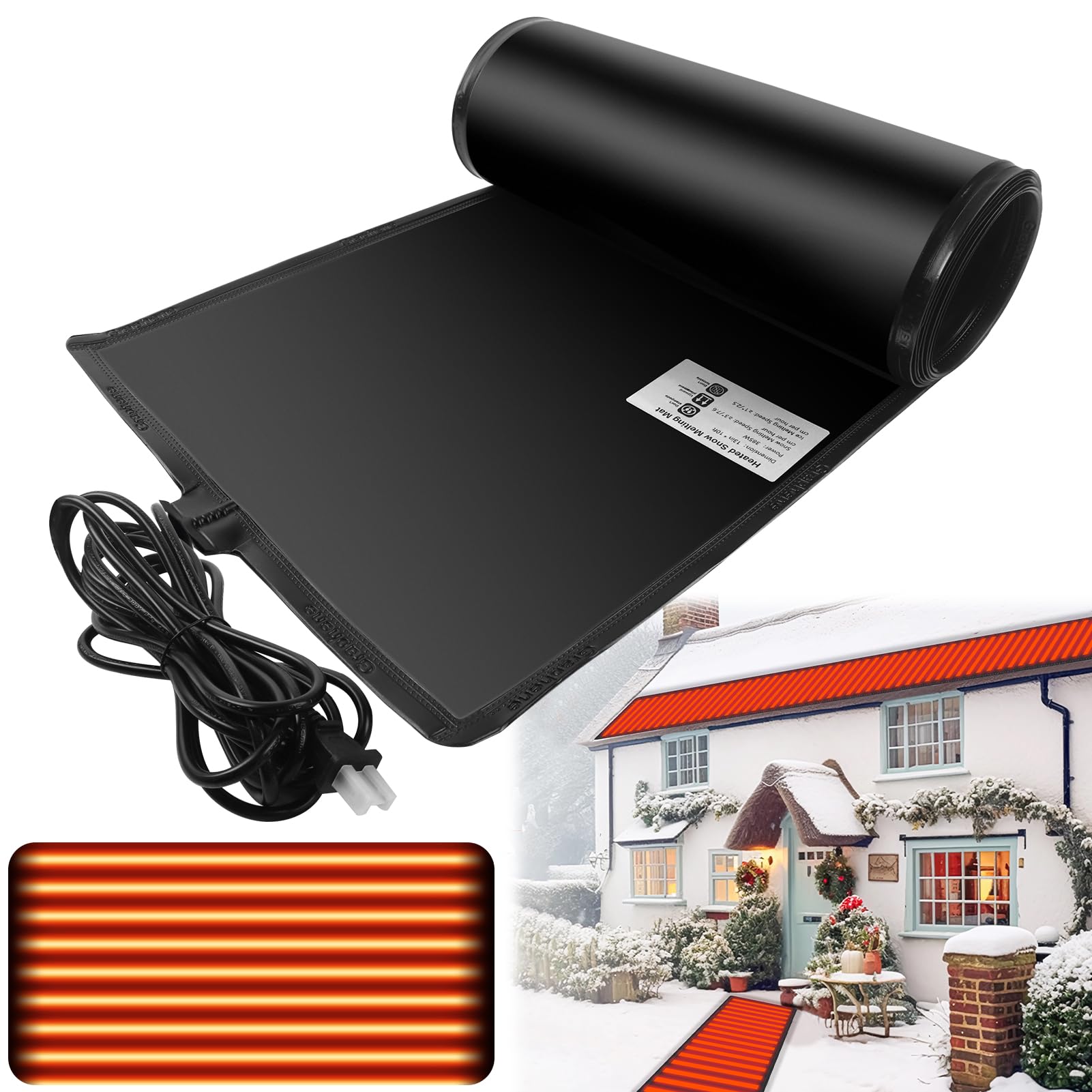 Ansgery Heated Snow Melting Mats Outdoor,Snow and Ice Melting Mats,Anti ...