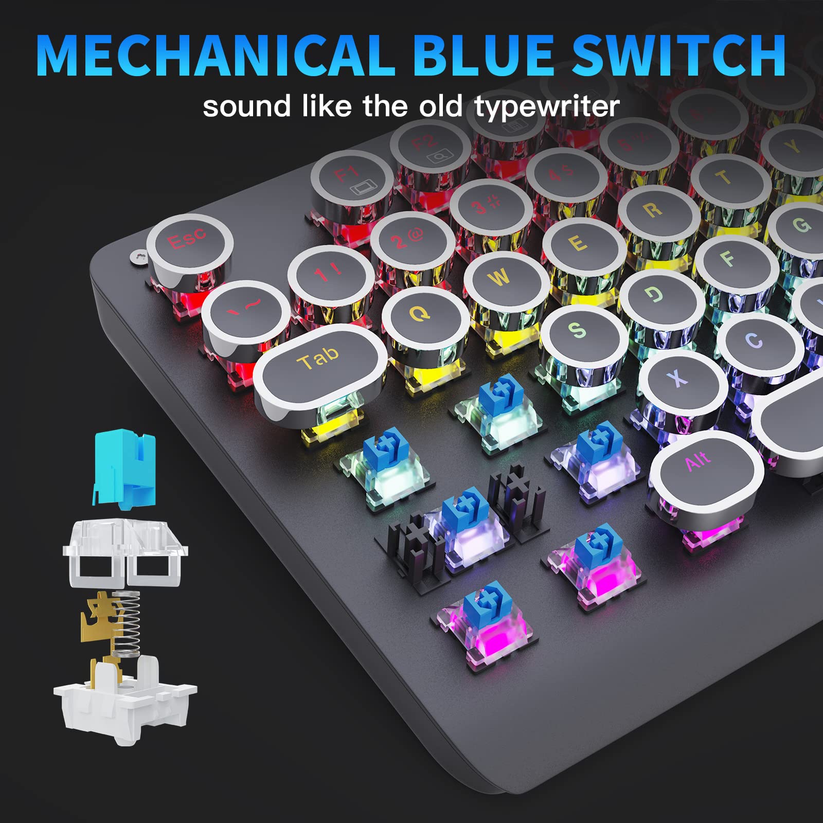 Mua E-YOOSO Wired Mechanical Keyboard with Backlit, Blue Switch, Retro ...