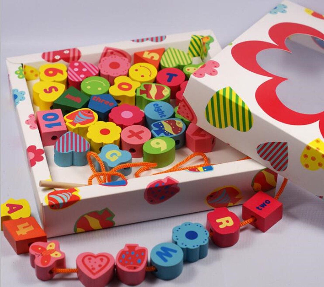 Arts & Crafts Vytung Wooden Lacing Pop Beads Toddlers String Lace Large ...