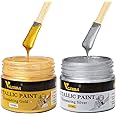 Amazon.com: Acrylic Paint Metallic Gold and Silver, 200ml Gold Leaf ...
