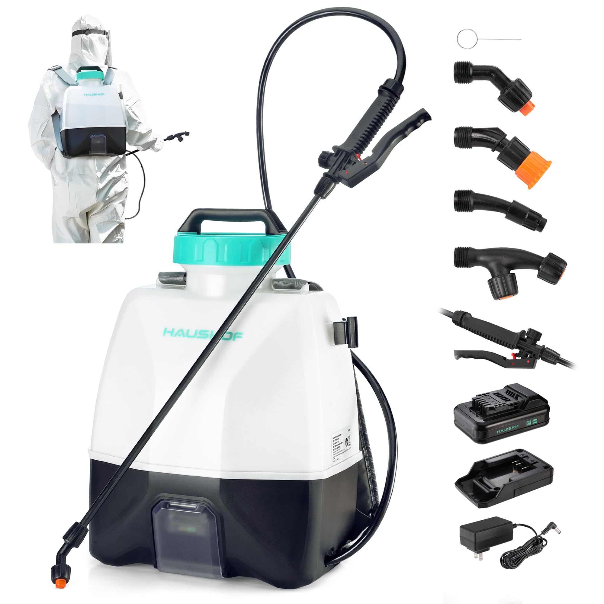 HAUSHOF 4 Gallon Backpack Sprayer, Battery Powered Sprayer with 4 ...