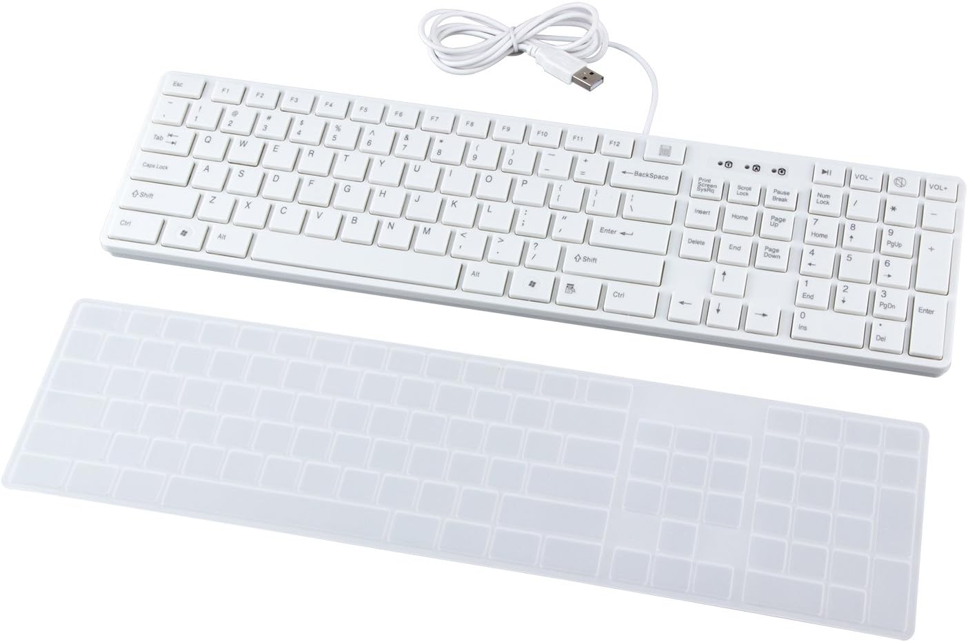 TRIXES White USB Slim Keyboard Plug and Play with Cover – BigaMart