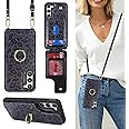 Amazon.com: Lipvina for Samsung Galaxy S22 Case with Card Holder and Strap for Women,Crossbody ...