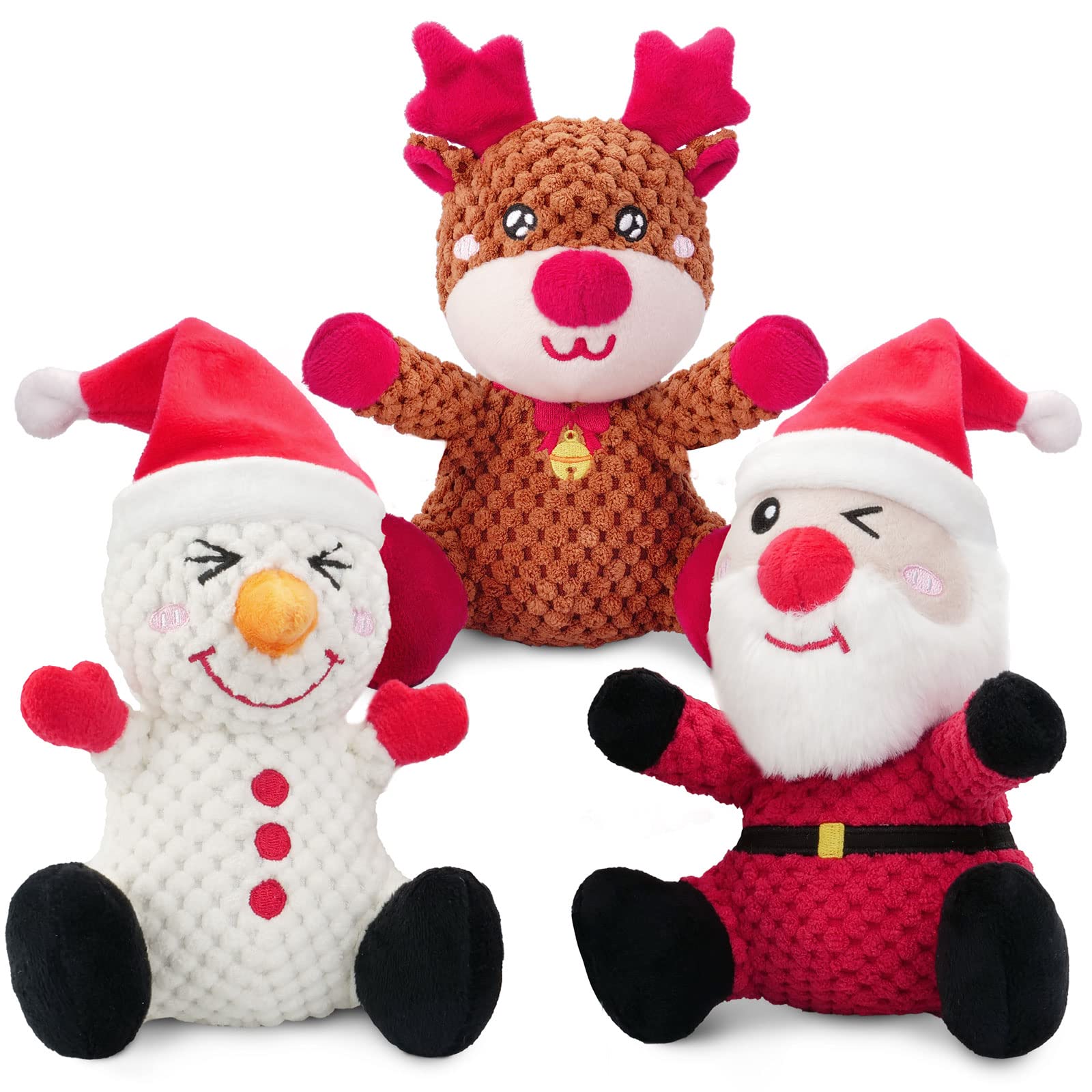 Epesiri Christmas Plush Dog Squeaky Toys for Large Breed, 3 Pack ...