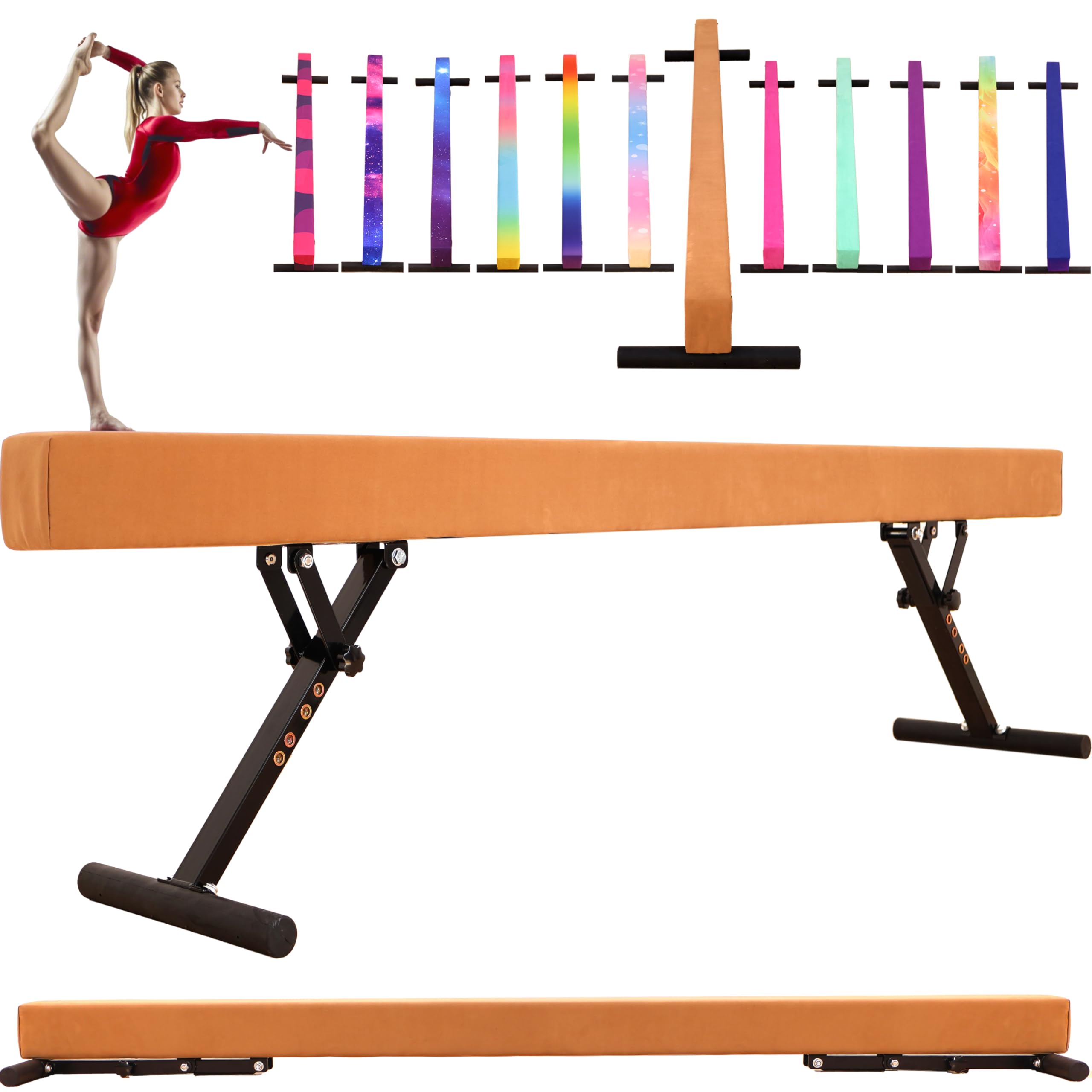defulion 8 Ft Adjustable Gymnastic Balance Beam for Kids Children Home ...