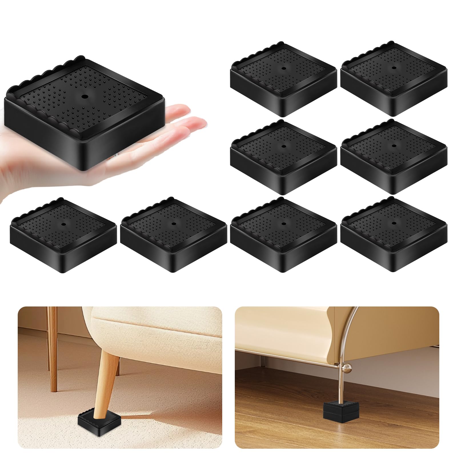 shouwuhho 8 Pack Furniture Risers Adjustable Bed Risers Heavy Duty ...