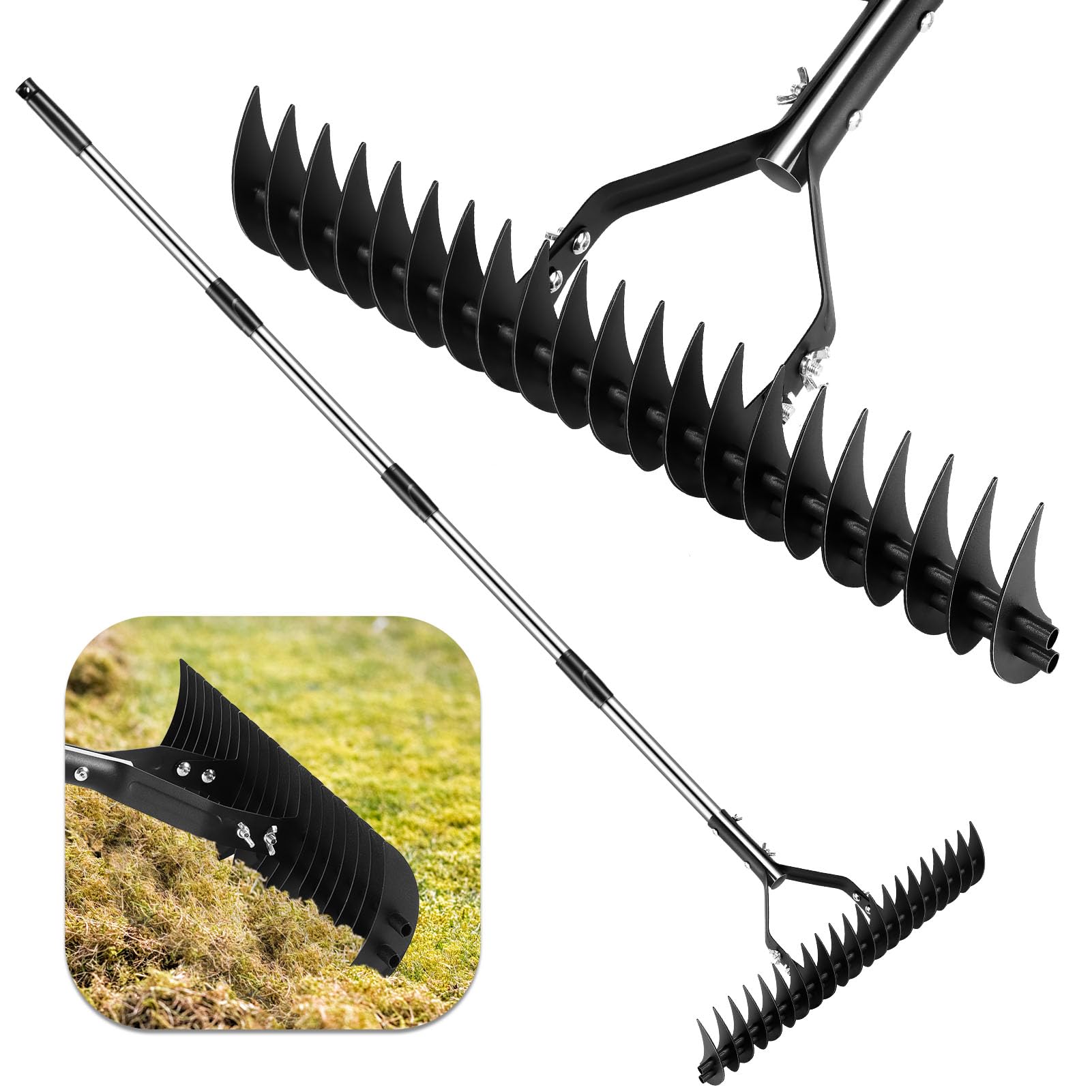 Widened 16-Inch Thatch Rake, Thatch Rakes for Lawns, Thatching Rakes ...