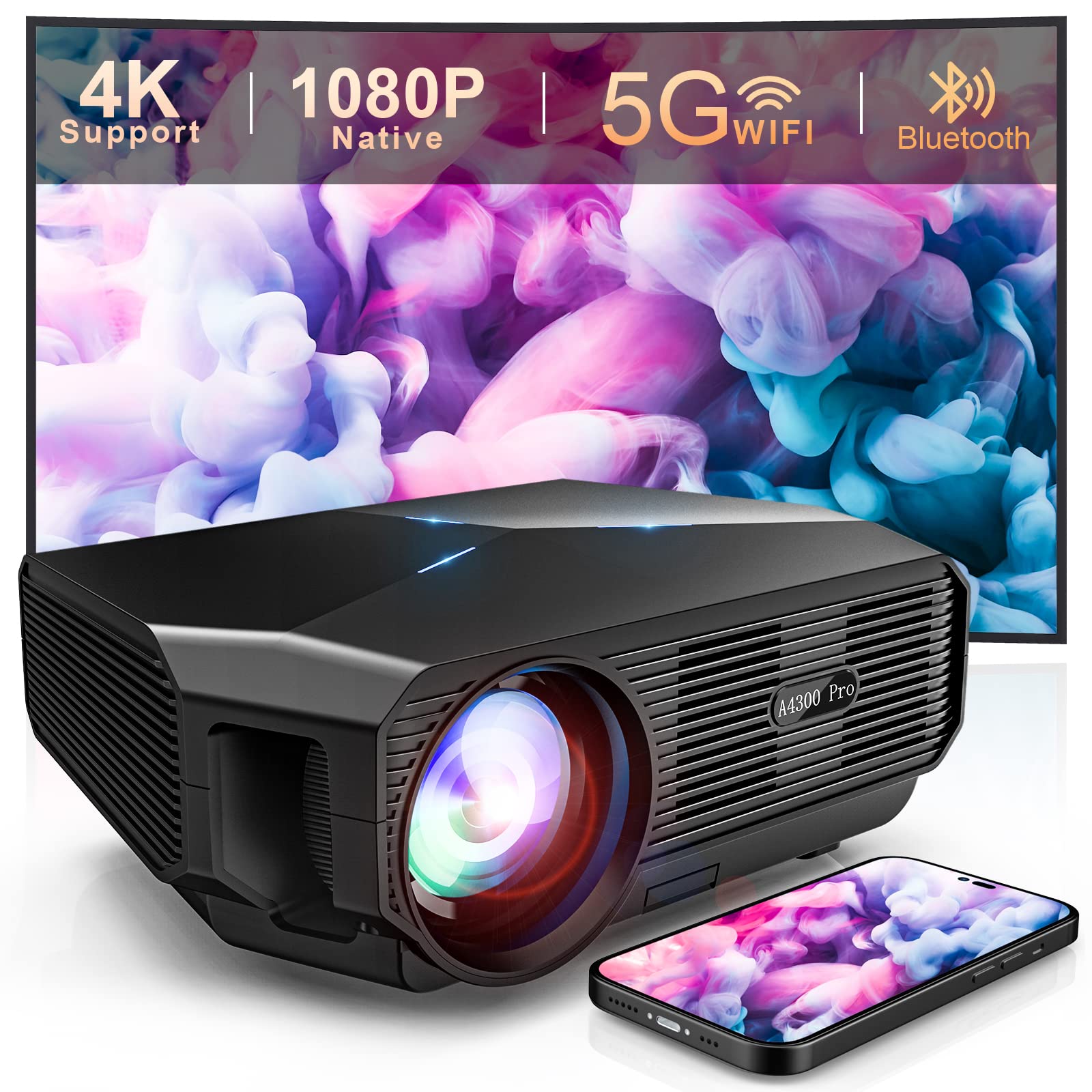 Mua Projector with 5G WiFi and Bluetooth AMLINK 13000L Full HD 1080P ...